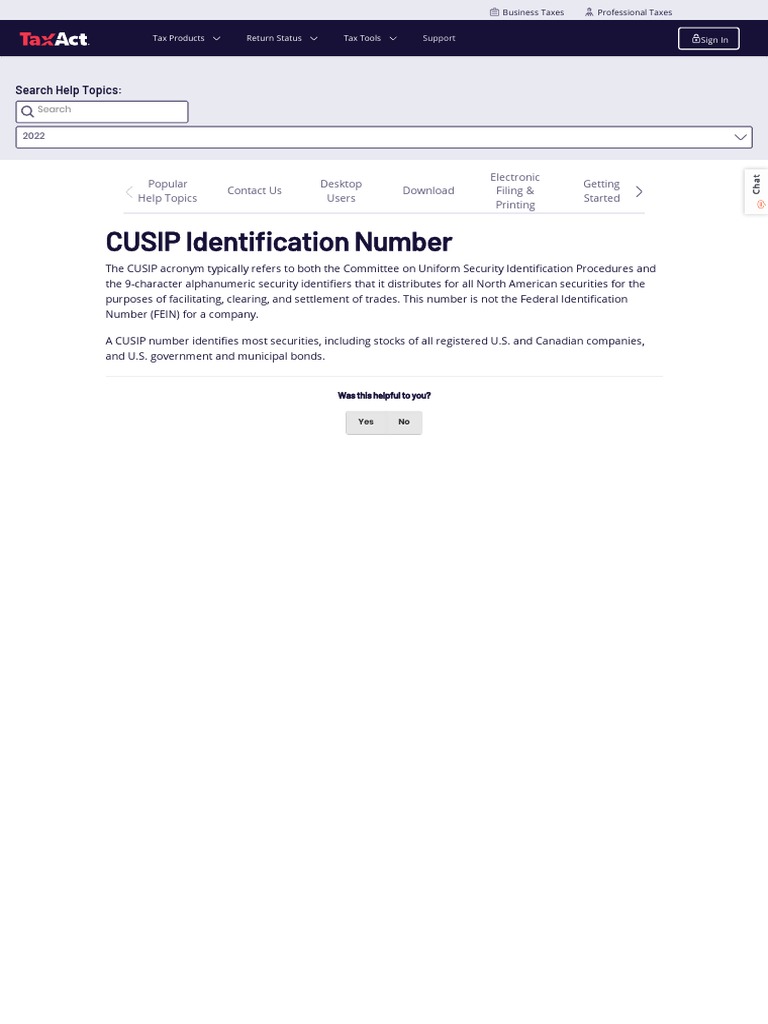 Cusip Identification Number | PDF