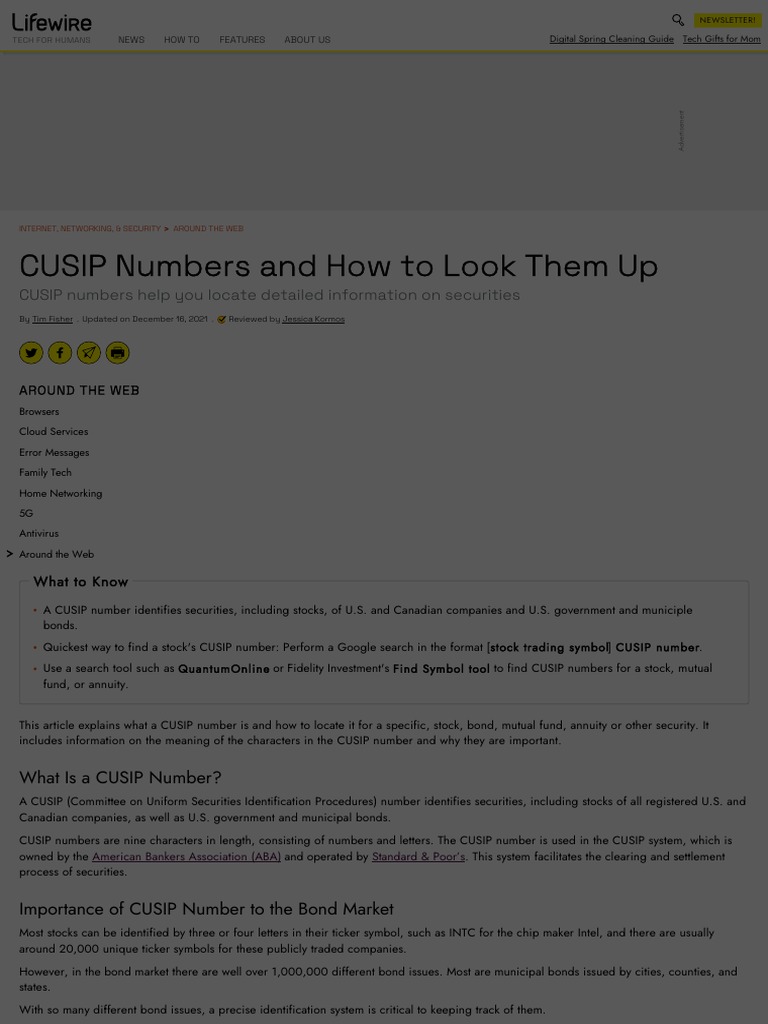 Cusip Numbers and How To Look Them Up | PDF