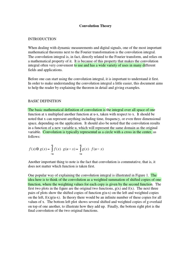 Convolution Theory Pdf Convolution Fourier Transform