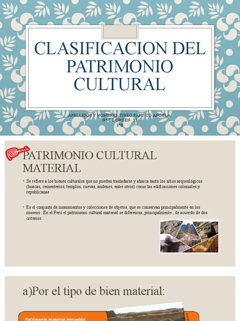 Clasificacion Del Patrimonio Cultural | PDF
