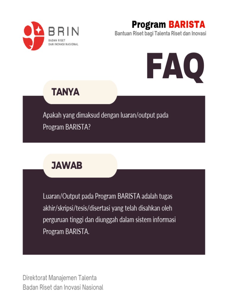 FAQ BARISTA Luaran 2023-1 | PDF