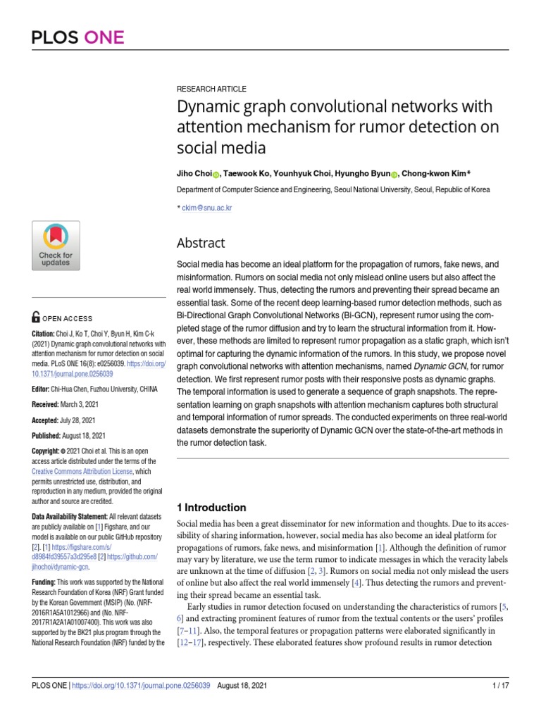 Dynamic Graph Convolutional Networks With Attention Mechanism For Rumor Detection On Social ...
