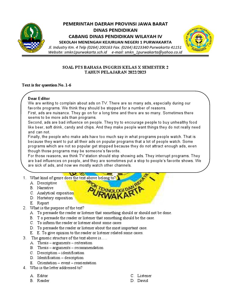 Soal PTS Kelas X Semester 2 | PDF | Career & Growth | Social Science