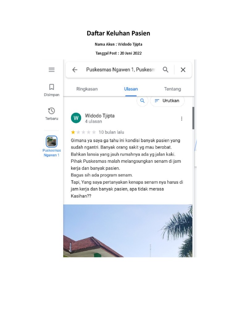 Daftar Keluhan Pasien | PDF
