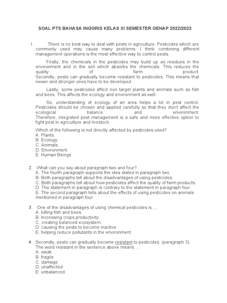 Soal PTS Kelas Xi | PDF