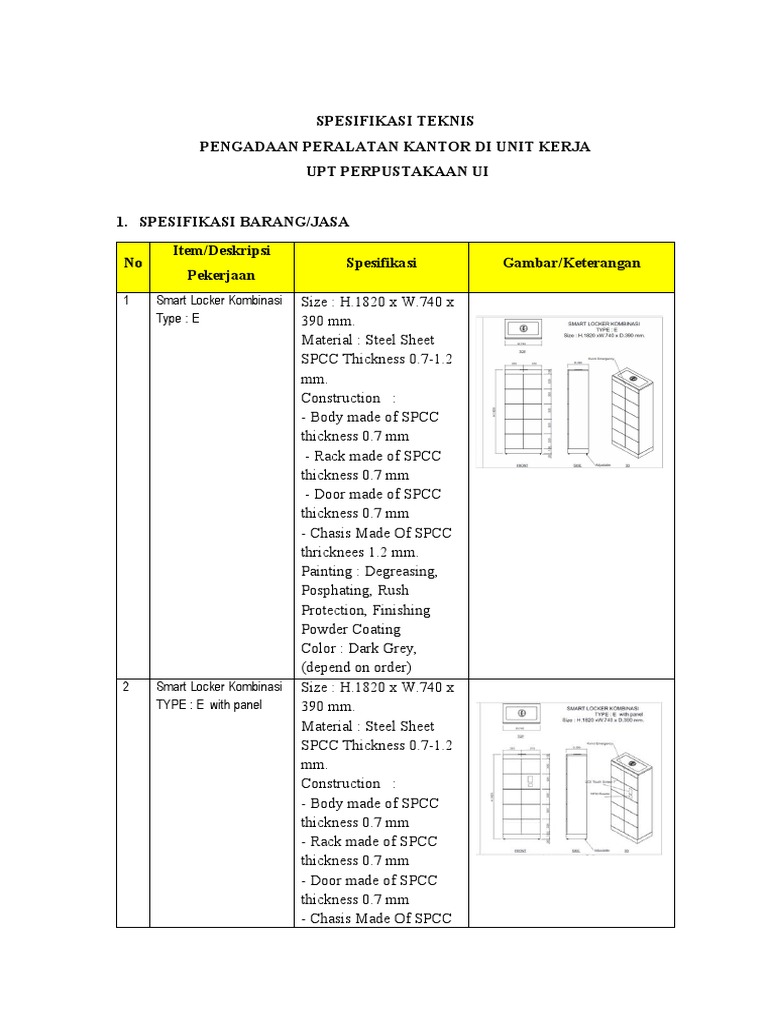 1362 - DL - Pengadaan Peralatan Kantor UPT Perpustakaan UI - Spektek | PDF