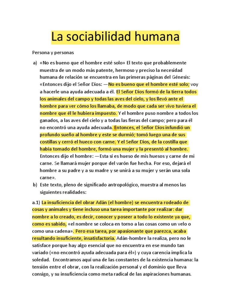La Sociabilidad Humana | PDF | Amor | Autoestima