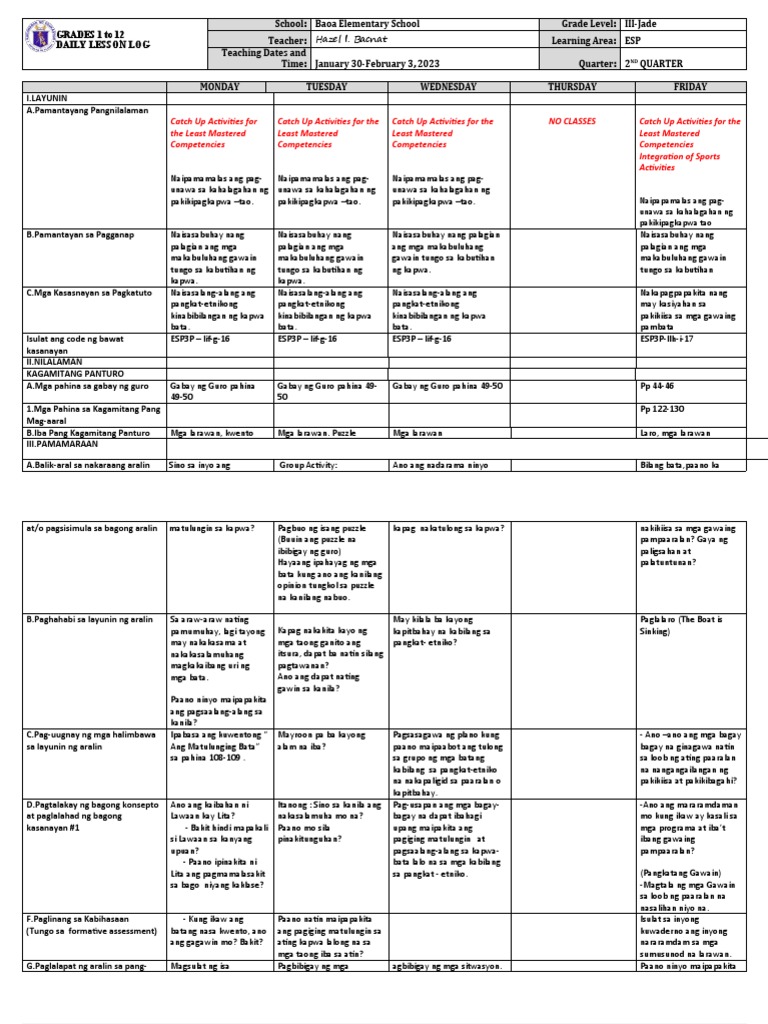 DLL_ESP 3_Q2_Catch Up Activity | PDF