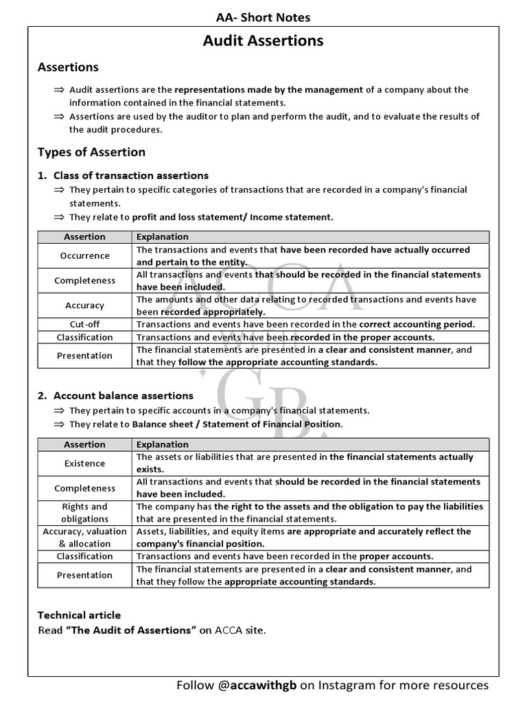 Audit Assertions | PDF | Business