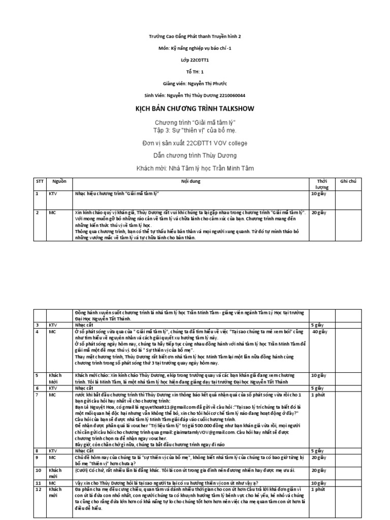 Kịch Bản Talkshow | PDF