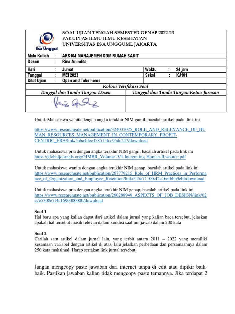 UTS ARS104 KJ101 Mei 2023 | PDF