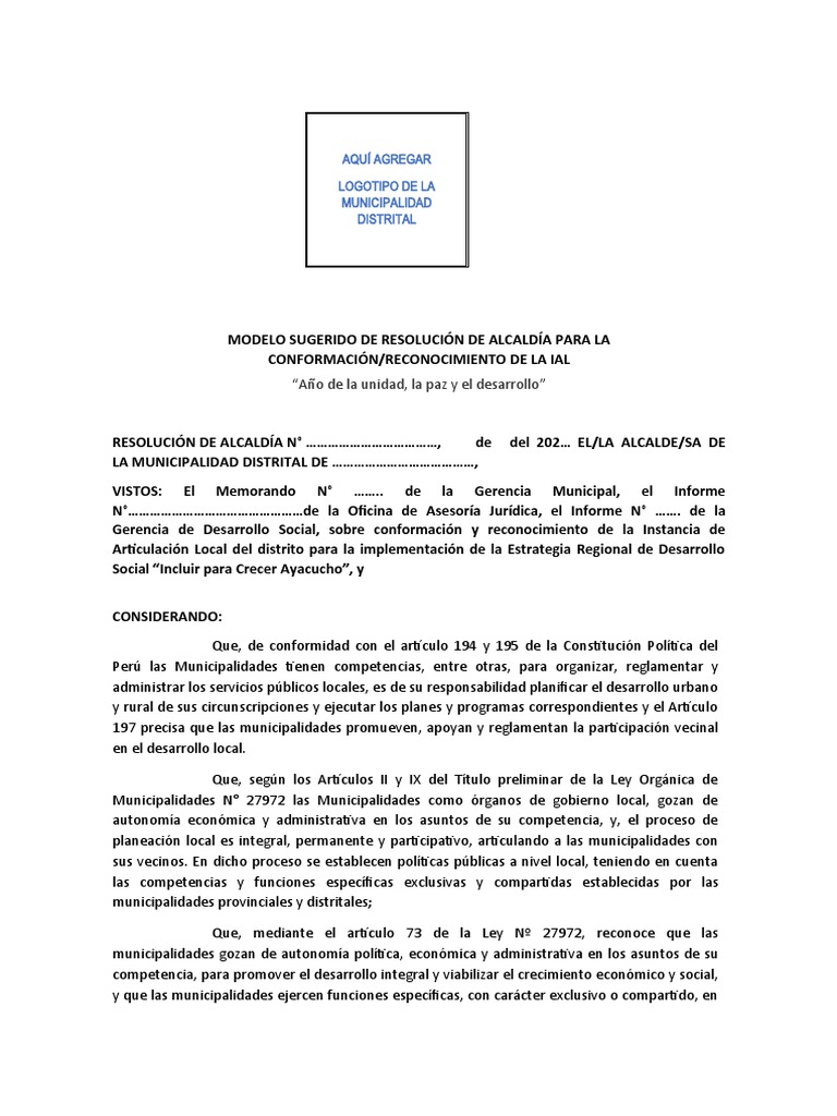 2 Modelo de Resolución y Reglamento para La RECONOCER o CONFORMAR Nuevas IAL | PDF | Inclusión ...