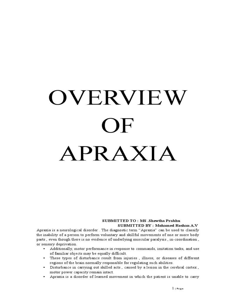 Overview of Apraxia | PDF | Speech | Cerebral Cortex