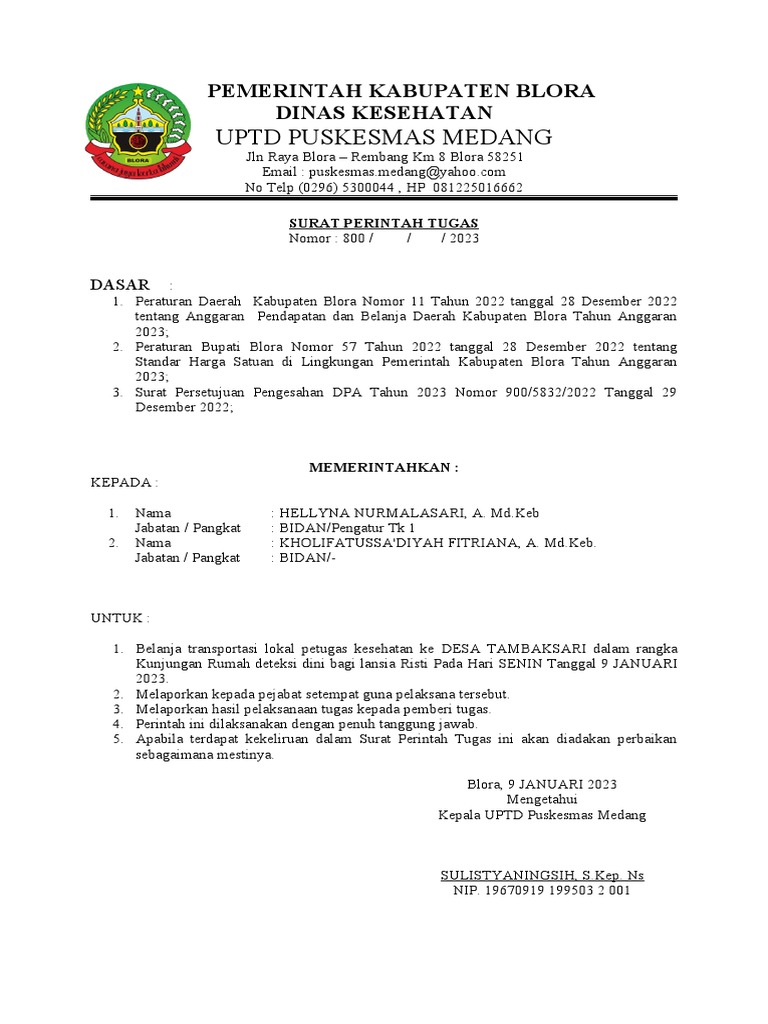 Master Surat Tugas 2023 2 Orang | PDF