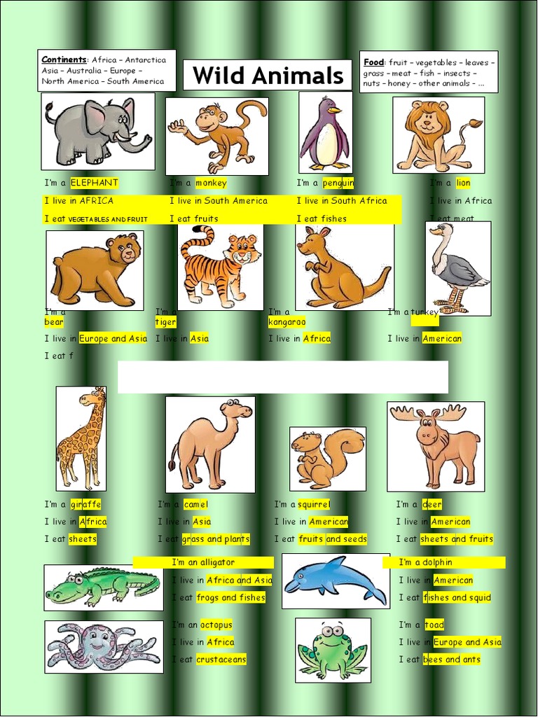 7.wild Animals Reading | PDF