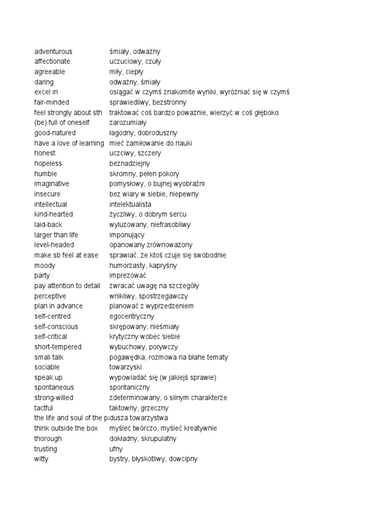 focus 4 second edition unit 2 words list | PDF
