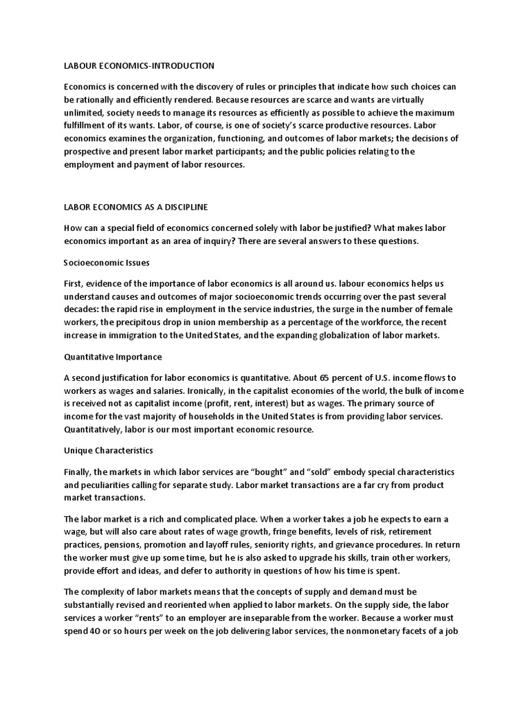 Labour Economics PG | PDF | Labour Economics | Economics
