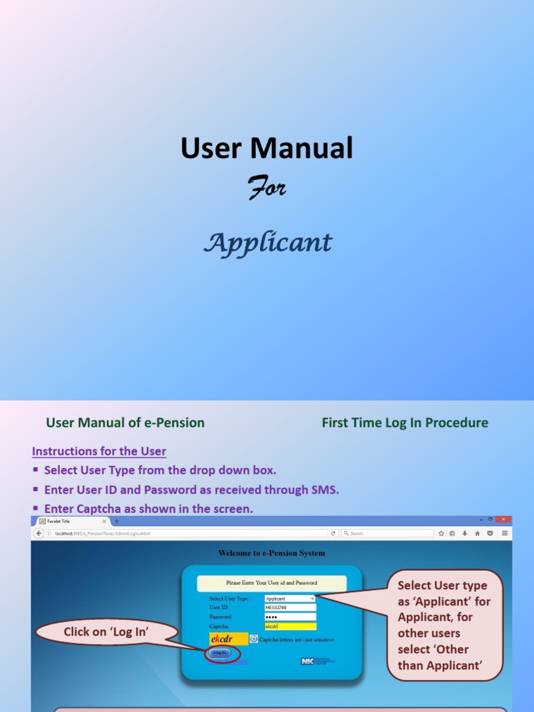User Manual of Epension Applicant Level | PDF | Login | Password