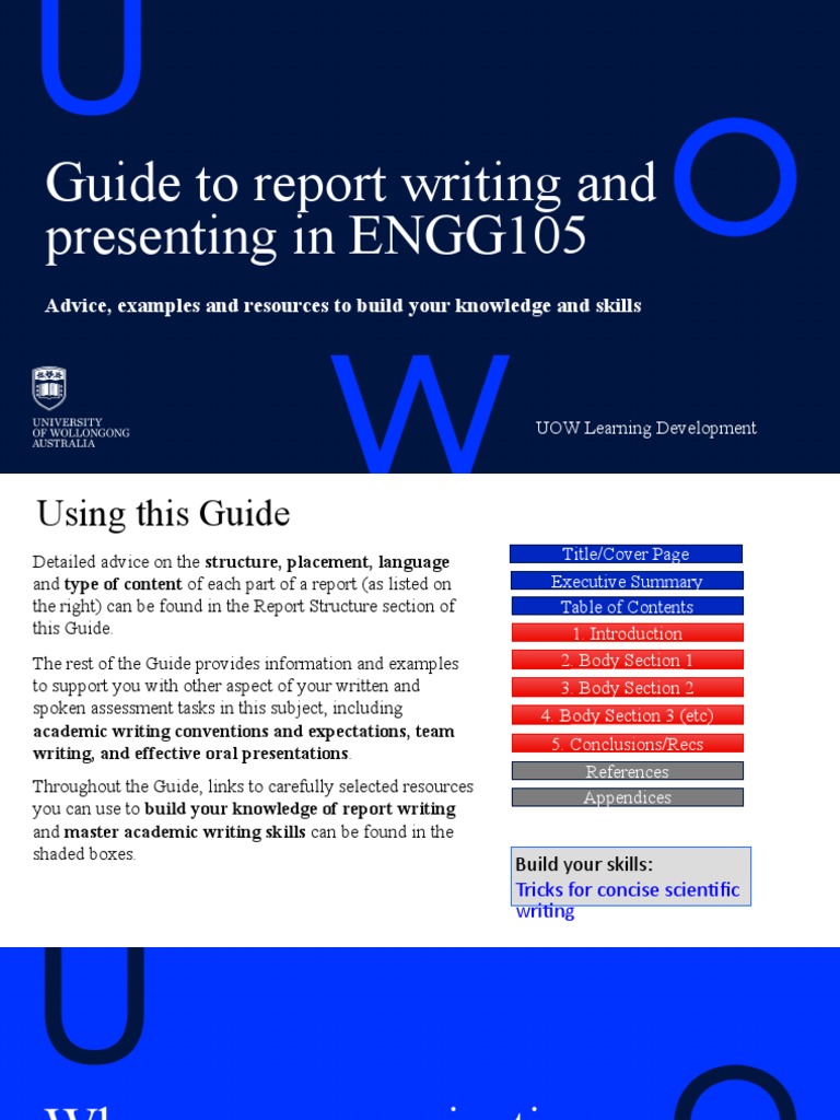ENGG105 Report Writing Guide | PDF | Communication | Evaluation