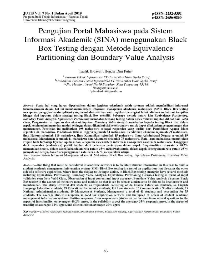 PengujianPortal Mahasiswa Pada Sistem Informasi Akademik (SINA ...