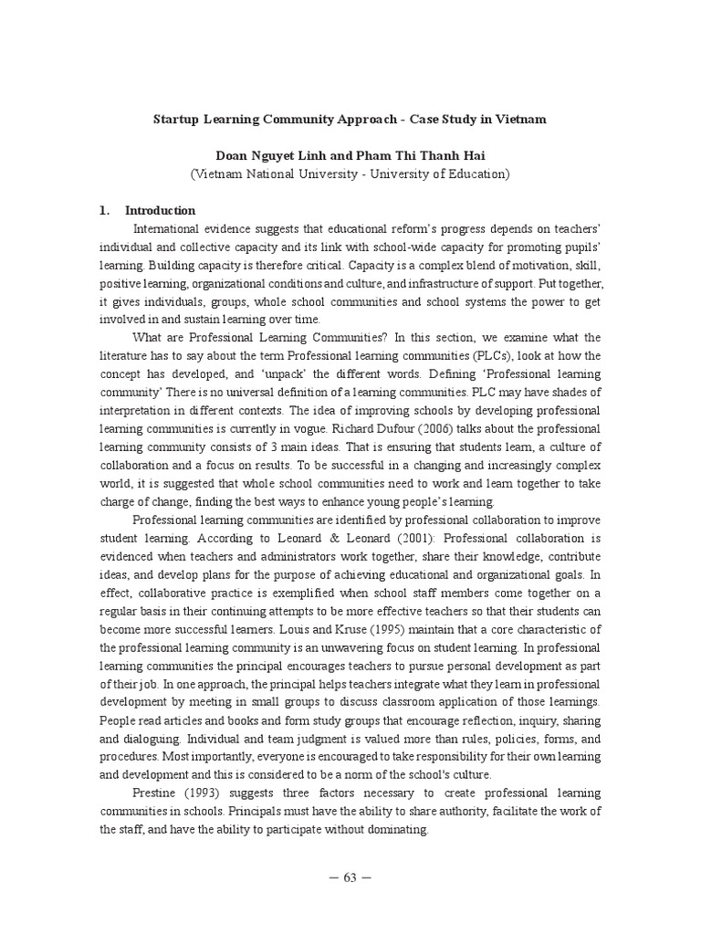 PLC Lesson Study in Vietnam | PDF | Teachers | Learning