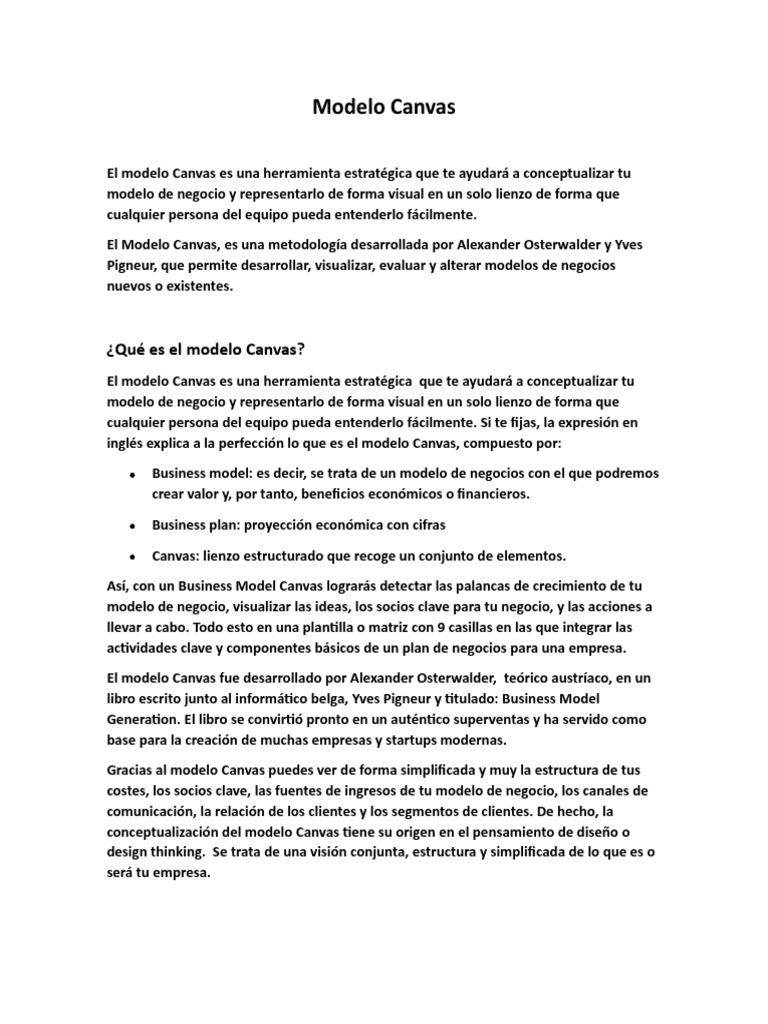 Modelo Canvas | PDF | El pensamiento de diseño | Economias