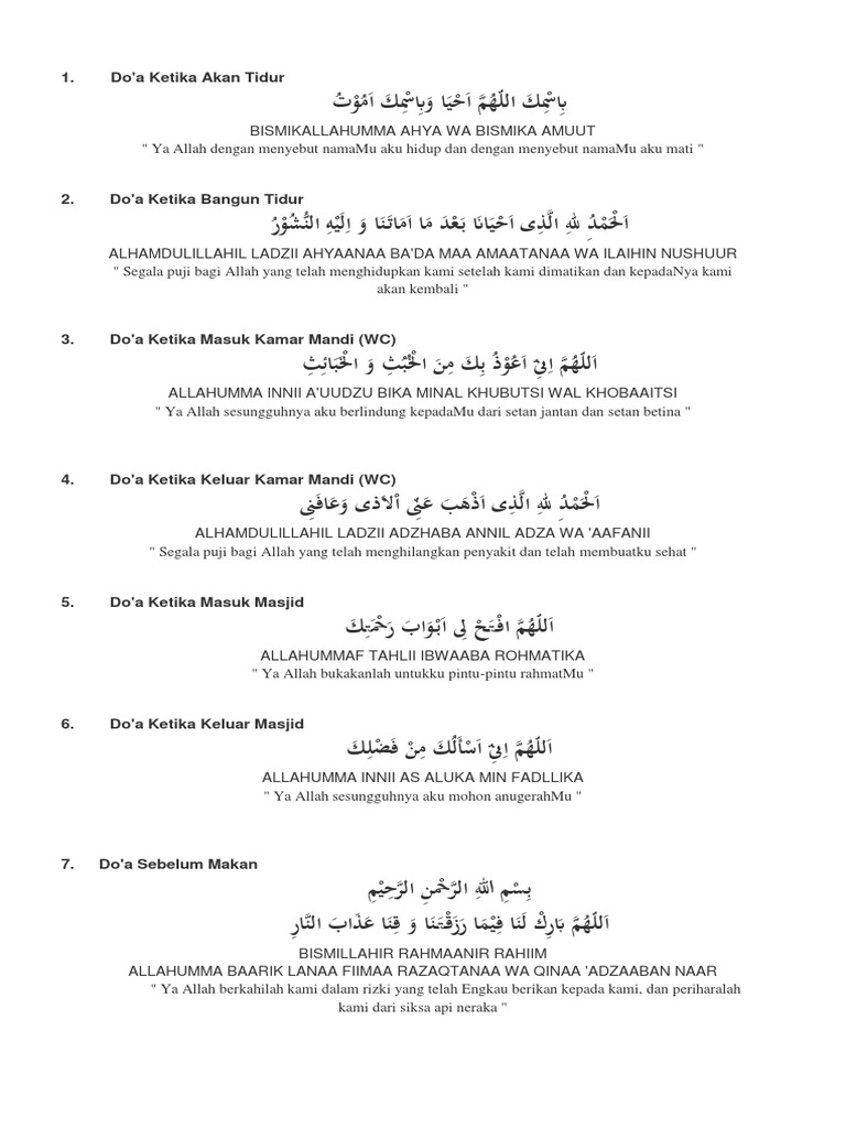 Kumpulan Doa Sehari-hari Islam | PDF