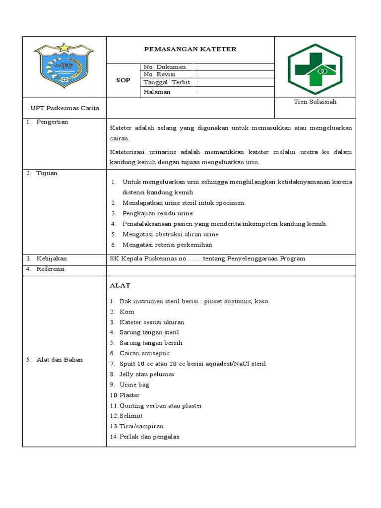 SOP Pemasangan Kateter | PDF