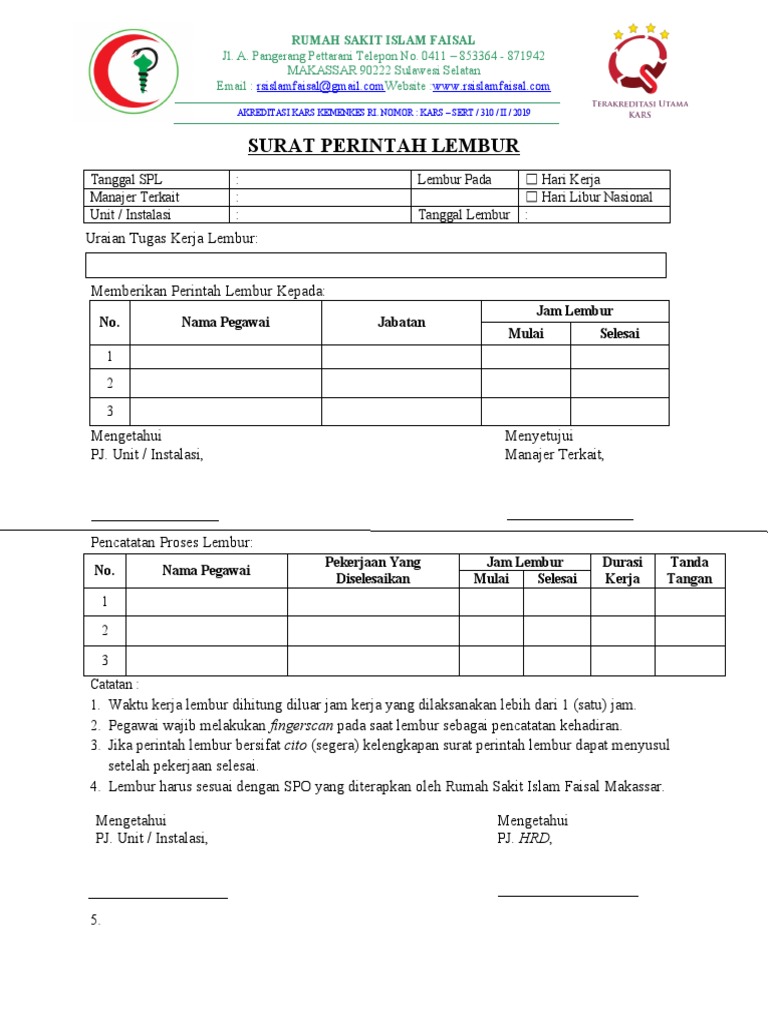 Surat Perintah Lembur Terbaru | PDF