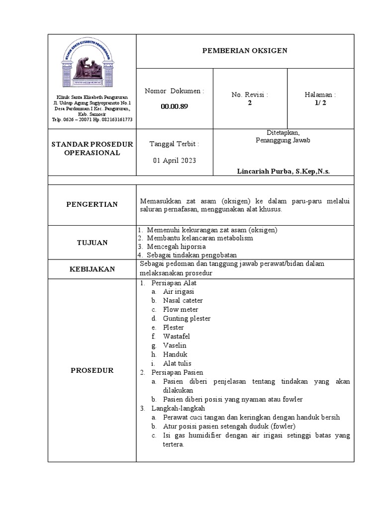 Pemberian Oksigen | PDF