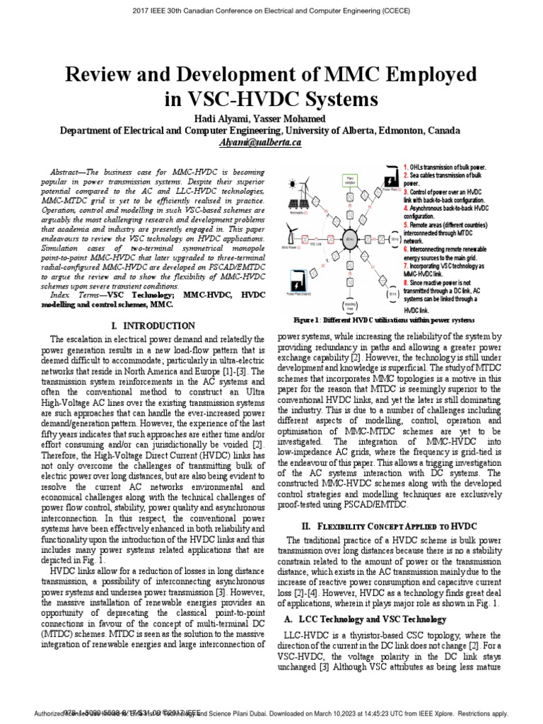 Review and Development of MMC Employed in VSC-HVDC Systems | PDF