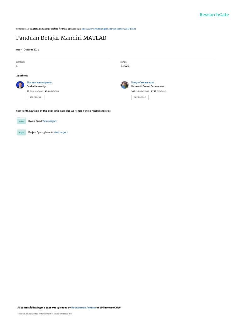 Panduan Belajar Mandiri MATLAB | PDF