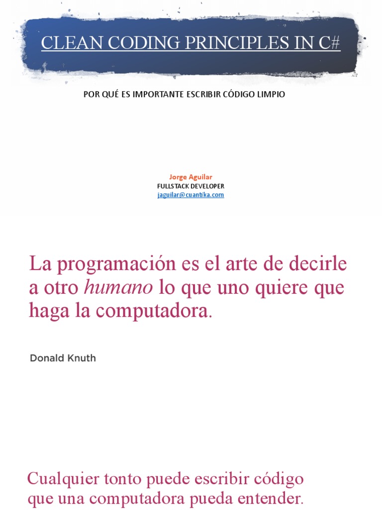 Clean Coding Principles in C# | PDF | Ingeniería Informática | Ingeniería de Sistemas