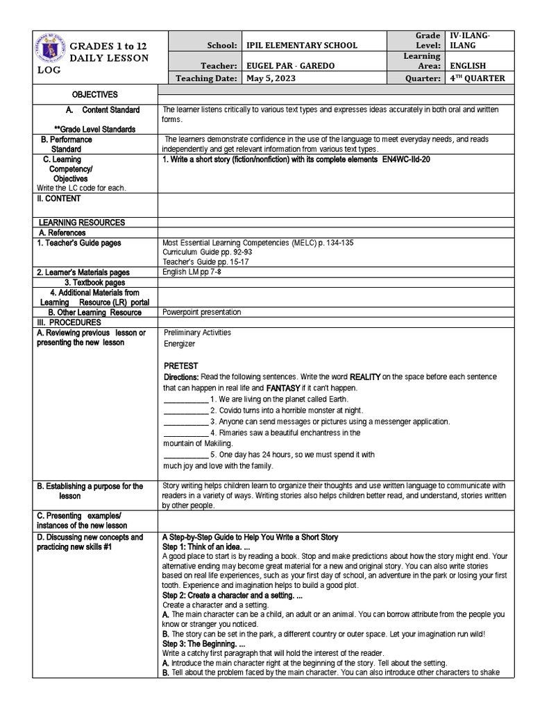 English 4 Q4 - W1 - D3 | PDF | Learning | Teachers