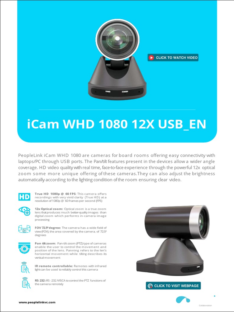 Icam WHD 1080 12X USB - EN 1 | PDF | Camera | Zoom Lens