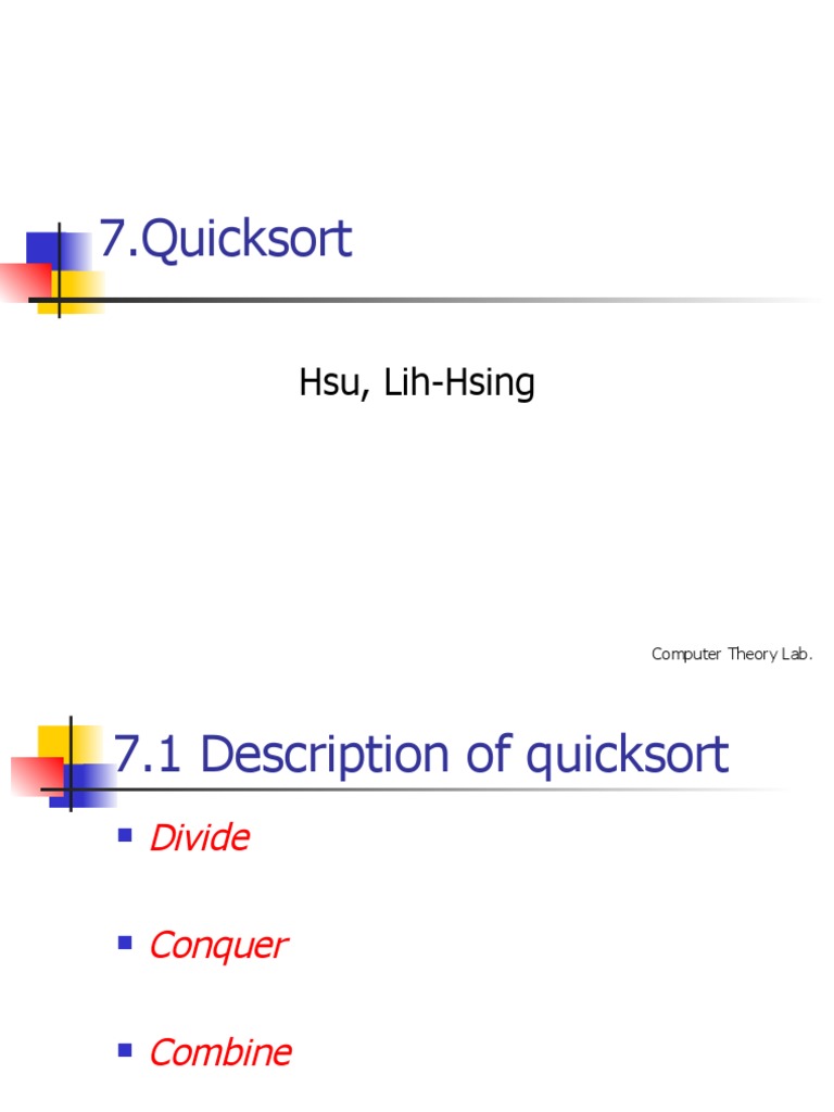 07 Quicksort Pdf Computer Programming Mathematics 6142