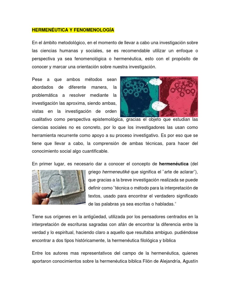 Hermenéutica y Fenomenologia | PDF | Hermenéutica | Filosofía contemporánea