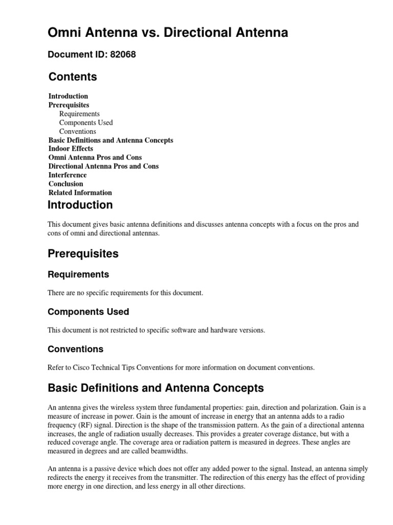 Omni Antenna vs. Directional Antenna | PDF | Antenna (Radio ...