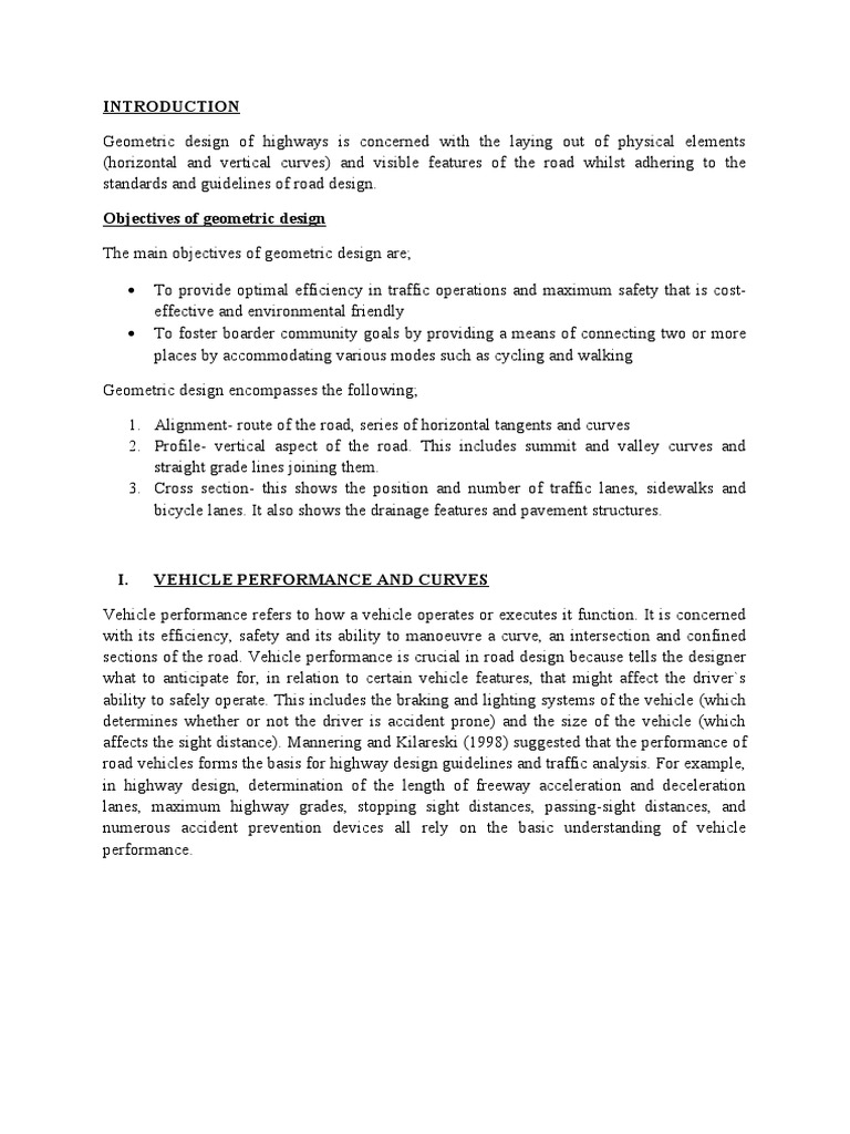 Highway Geometric Design Principles | PDF | Road | Transport