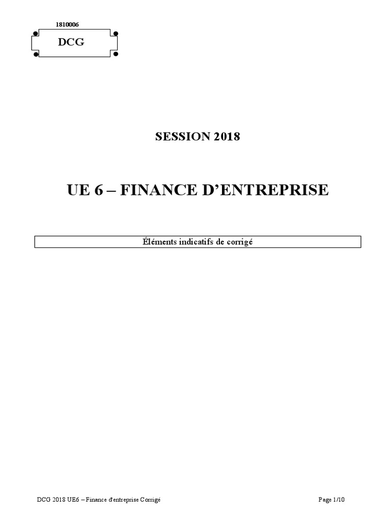 DCG UE06 2018 Corrig | PDF | Business | Prêts