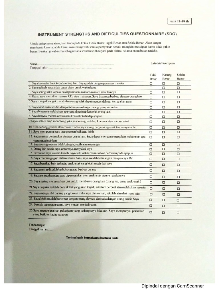 INSTRUMEN SDQ & Kunci | PDF