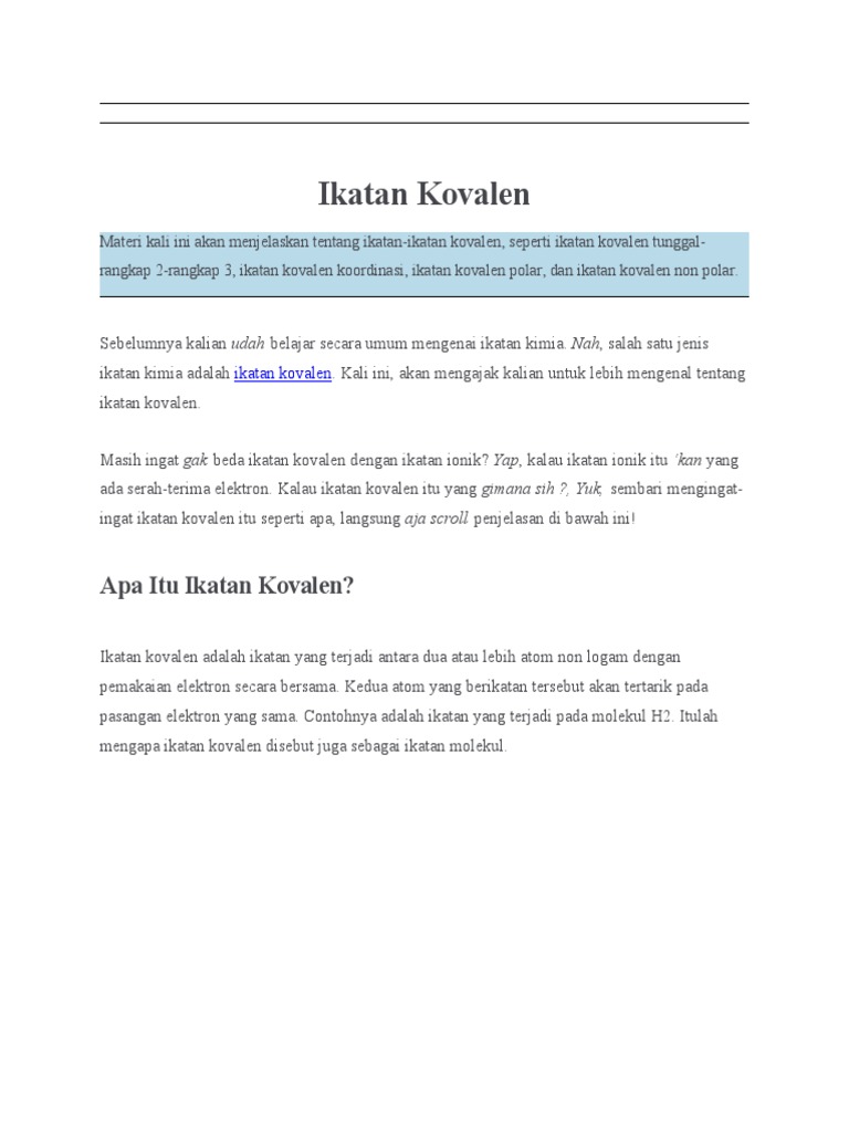 Ikatan Kovalen Rangkap1,2,3 | PDF