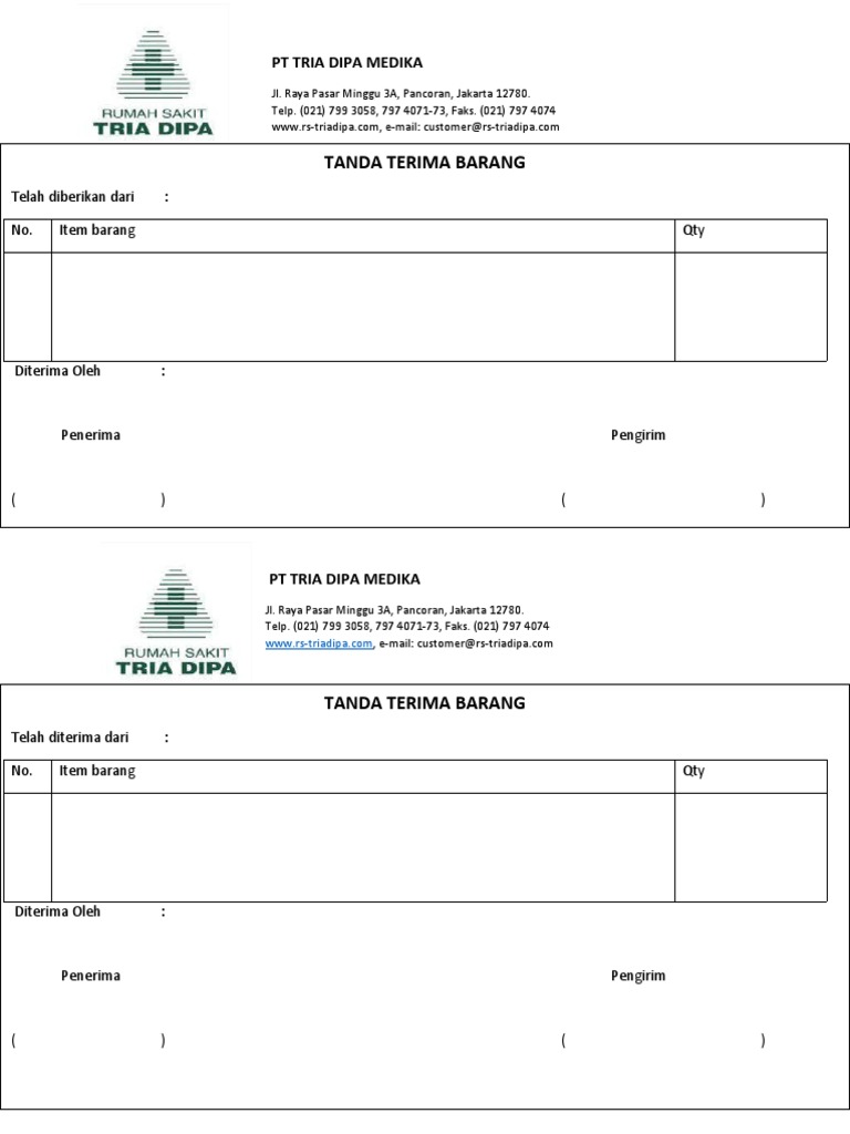 Master Tanda Terima Barang | PDF