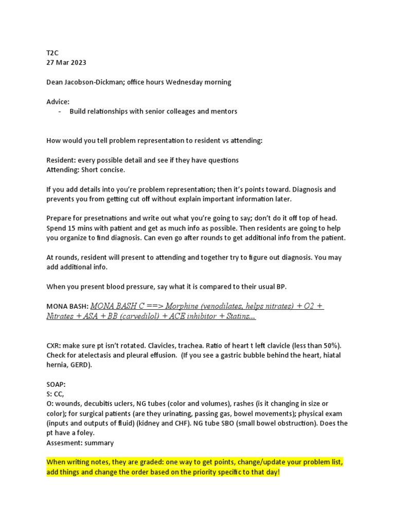 MONA BASH C Morphine (Venodilates, Helps Nitrates) + O2 + Nitrates ...