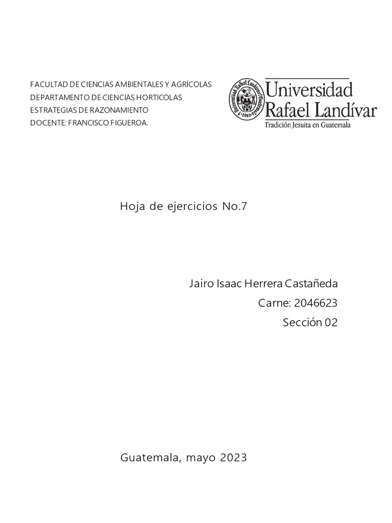Hoja de Ejercicio No.7 | PDF