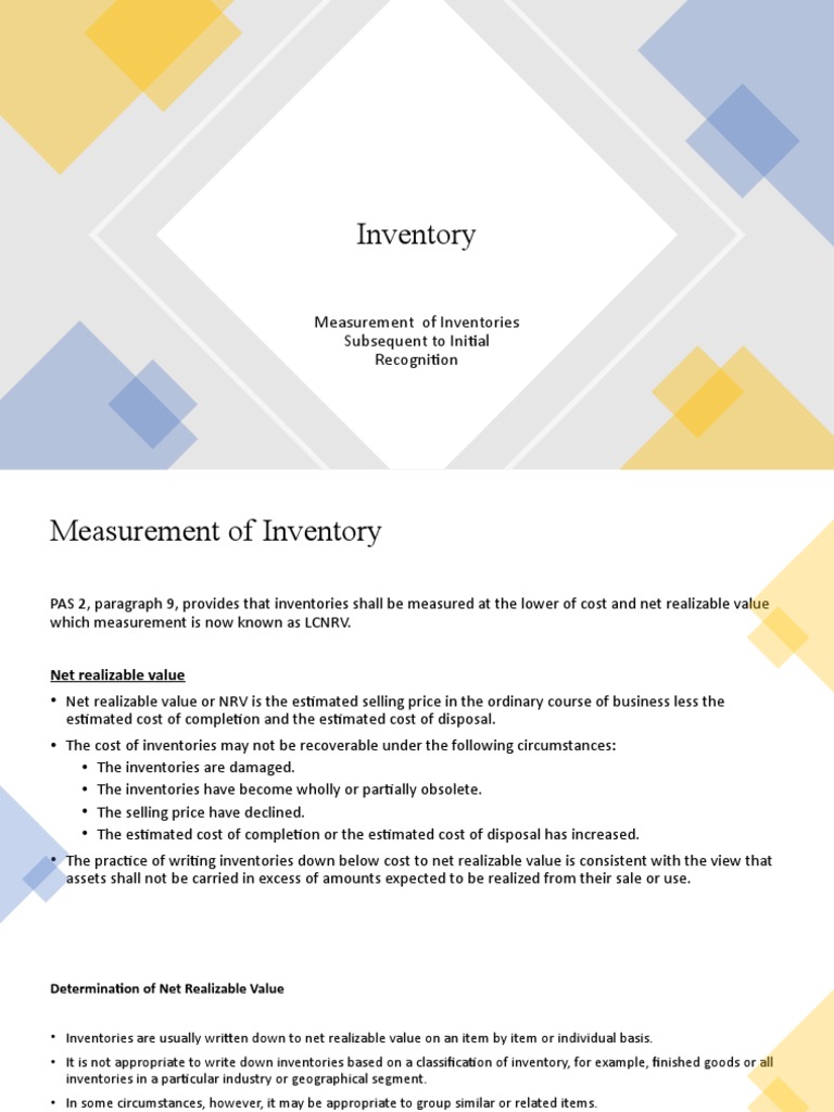 LCNRV Measurement of Inventories | PDF | Cost Of Goods Sold | Inventory