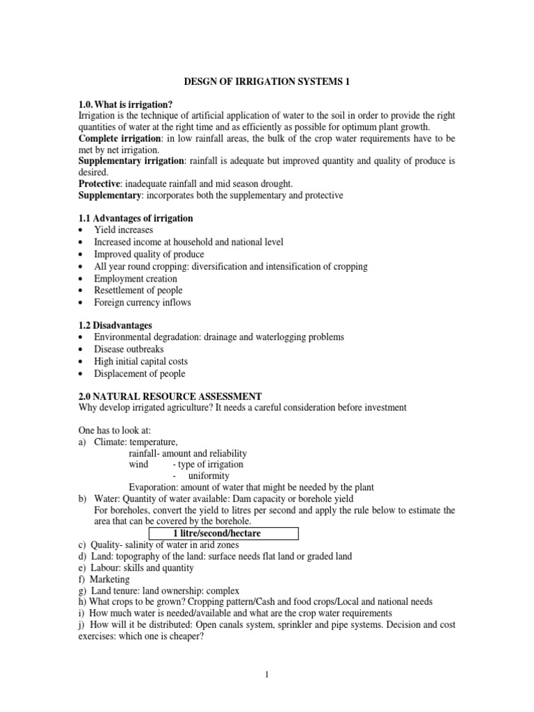 Irrigation System Design Overview | PDF | Evapotranspiration | Soil