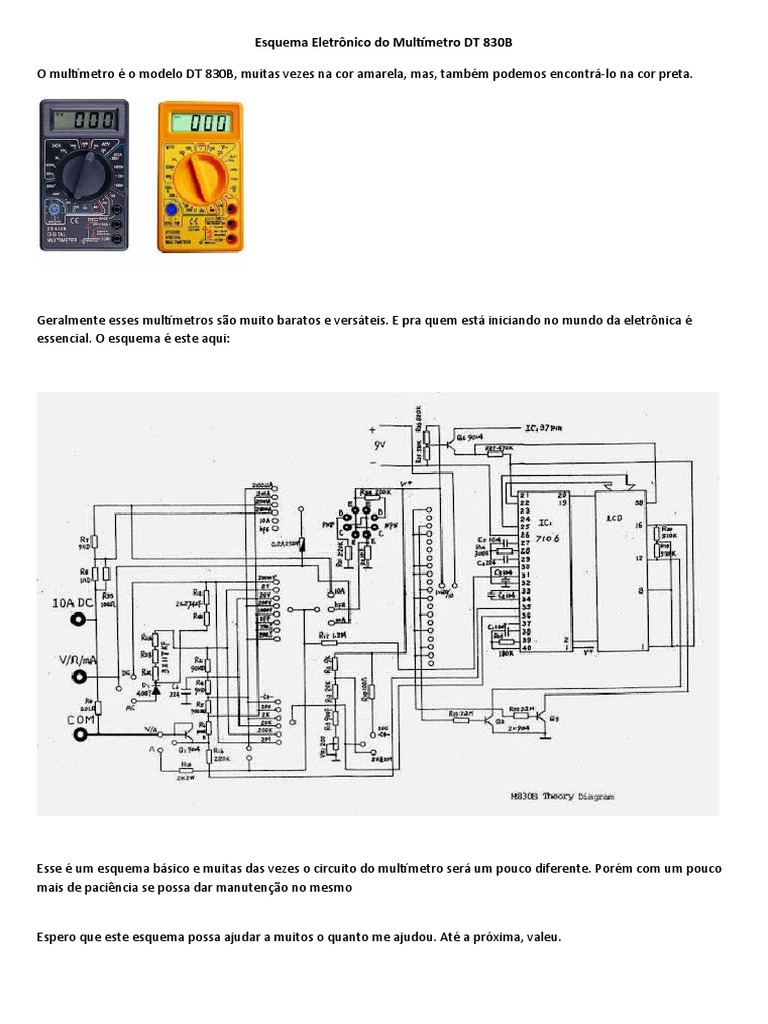 Esquema Eletrônico Do Multímetro DT 830B | PDF