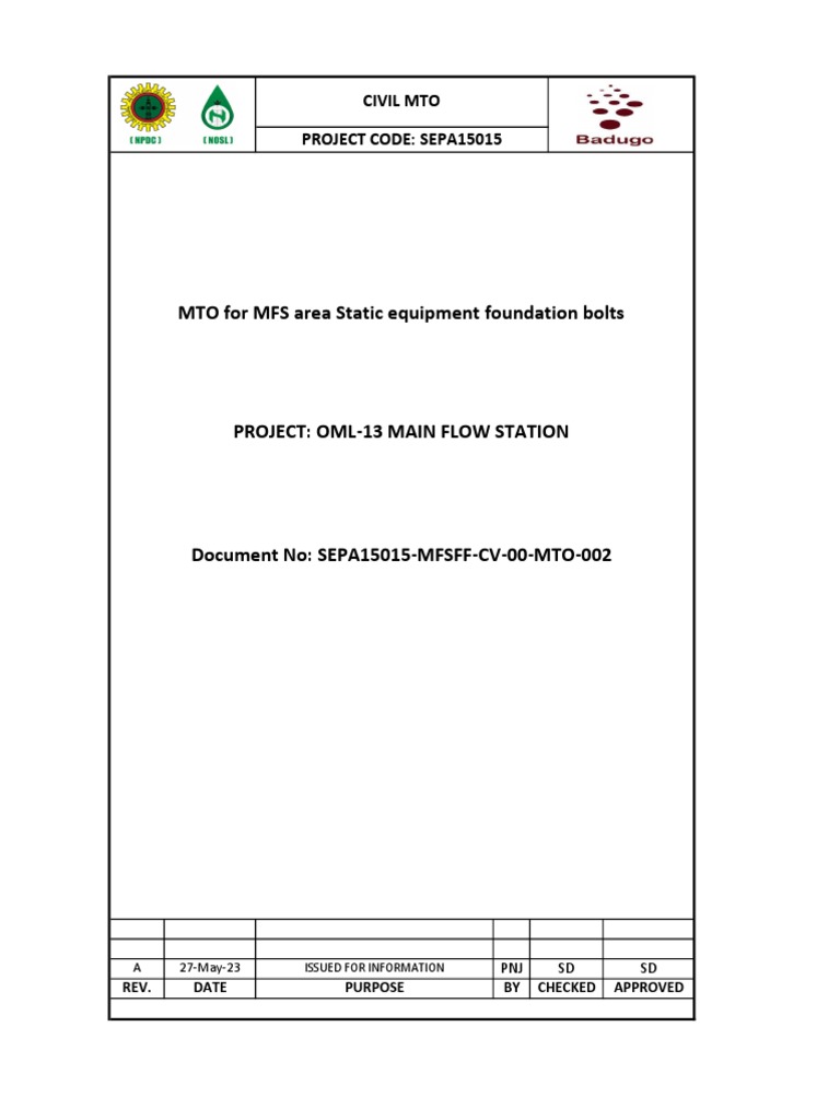 SEPA15015-MFSFF-CV-00-MTO-002-MTO For MFS Area Static Equipment ...