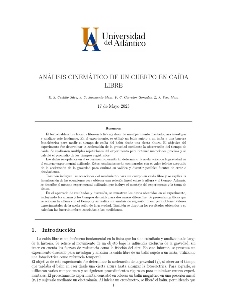 Informe Caida Libre | PDF | Experimentar | Medición